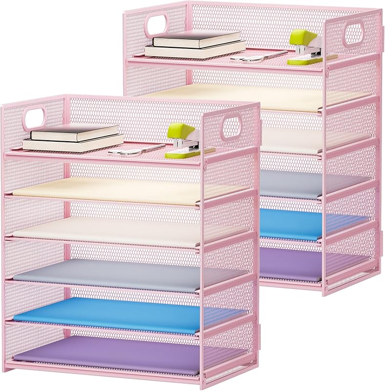 Marbrasse 6 Tier Paper Organizer Letter Tray - Mesh Desk File Organizer ...