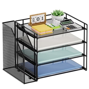 INTIGE 3 Tier Letter Tray Paper Organizer with Handle, Mesh Desk ...