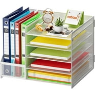 4 Pack Clear Stackable Desk Organizer with File Bags - Document Holder ...