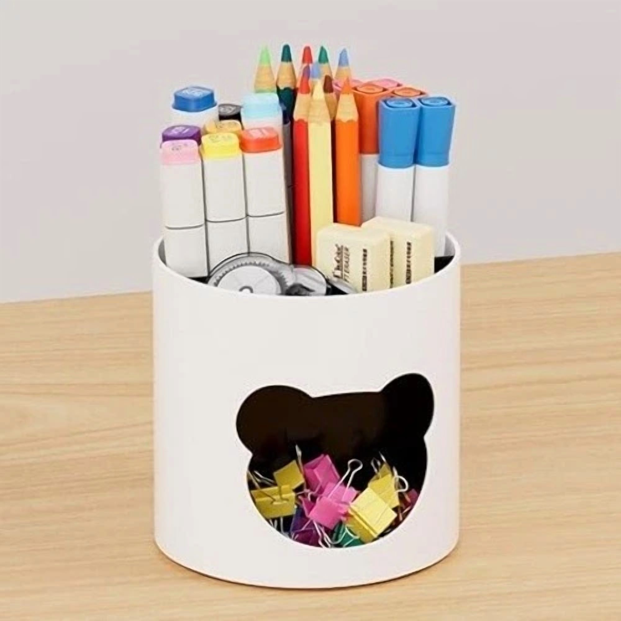 Marbrasse Desk Organizer Pen Holder – Cute Bear Head Caddy For Office ...