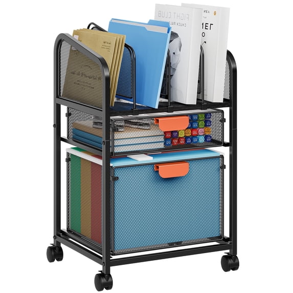 Marbrasse Rolling File Cart with 2 Drawers – Metal Moving Storage ...
