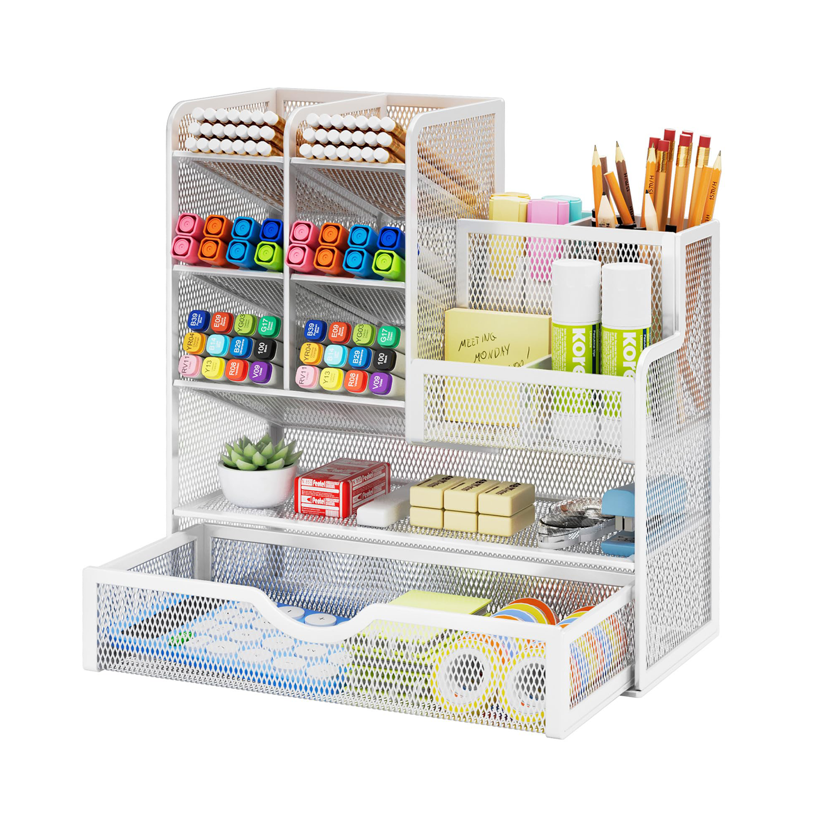 Marbrasse Mesh Pen Holder for Desk, Multi-Functional Office Organizer ...