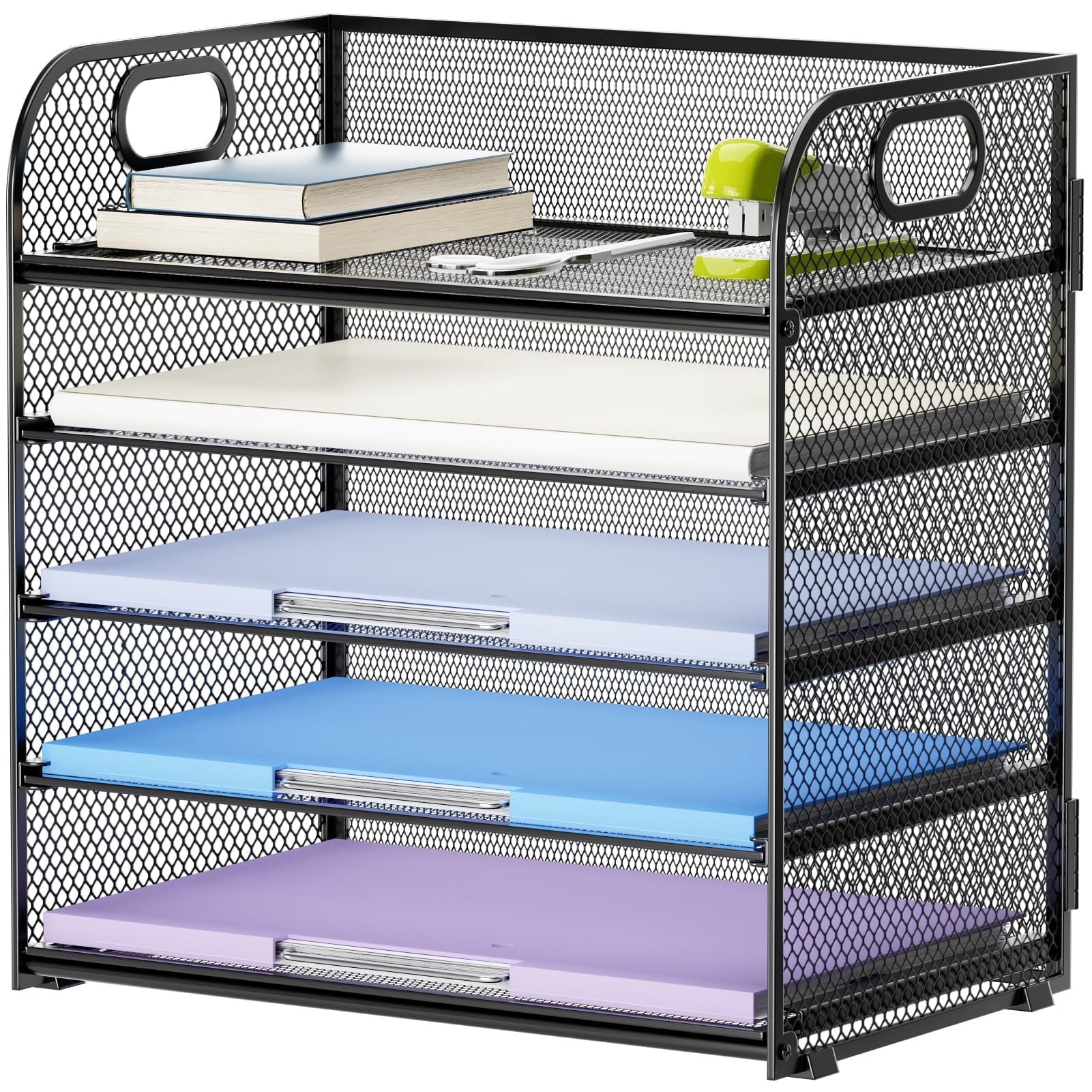 Marbrasse 5-Tier Paper Letter Tray Organizer with Handles, Mesh desktop ...