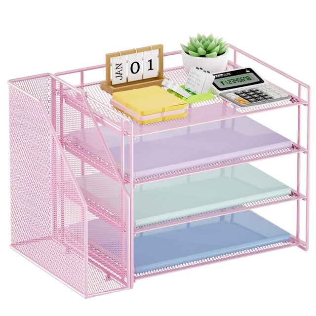 Marbrasse Desk Organizer and Accessories，4-Tier Paper Letter Tray ...