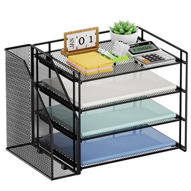Binsuca Purple Mesh Desk Organizer Set with Stapler, Tape Dispenser ...