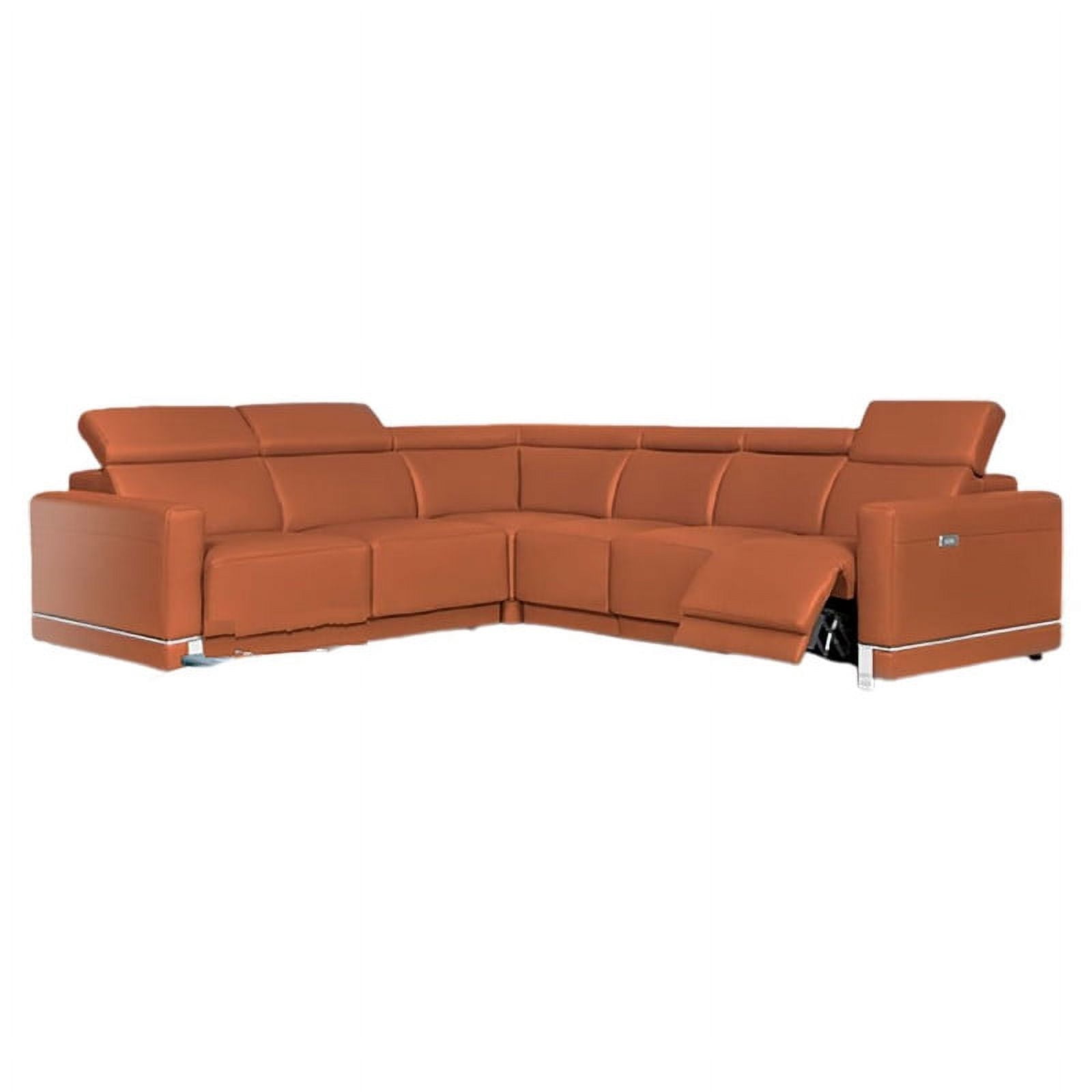 Marburg Modern Leather Sectional Sofa, Caramel, Left Hand Facing Chaise ...