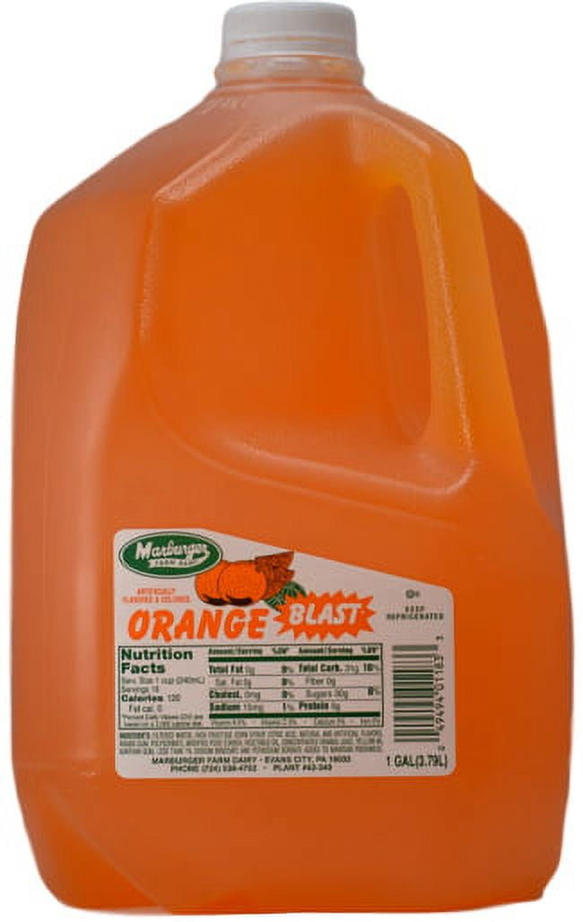 Marburger Farm Dairy Orange Drink, 128 fl oz Gallon, Made with Orange Juice Concentrate, Crisp ...
