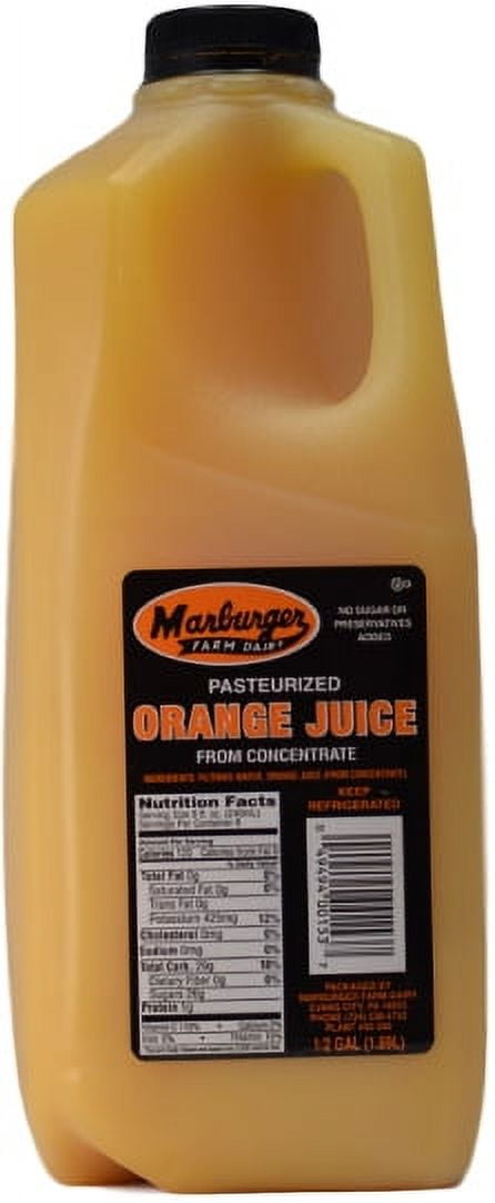 Marburger Farm Dairy Orange Juice, 64 oz, Made from Concentrate, Low ...