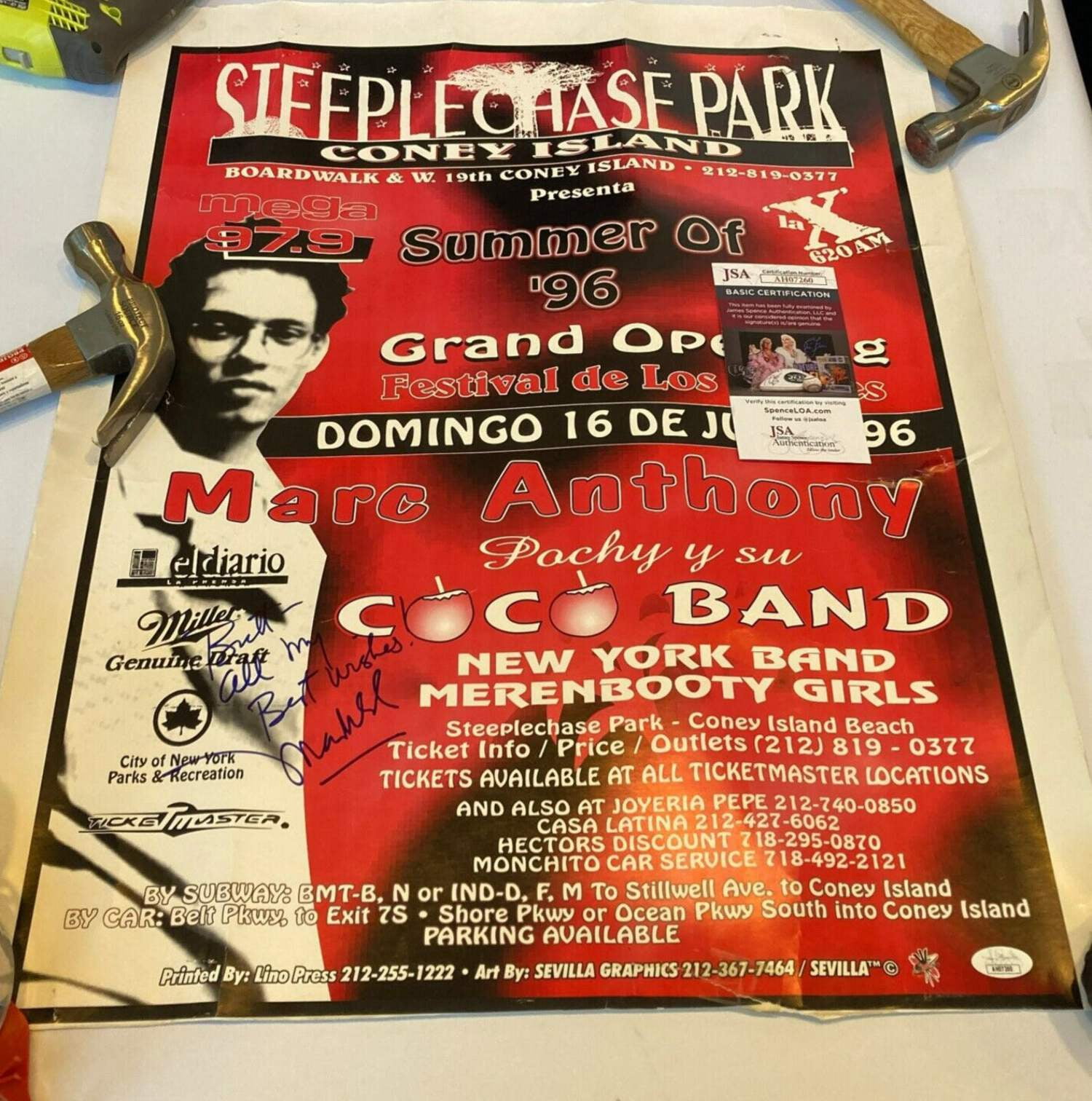 Marc Anthony Signed Large Vintage 1996 Concert Poster JSA COA - Walmart.com