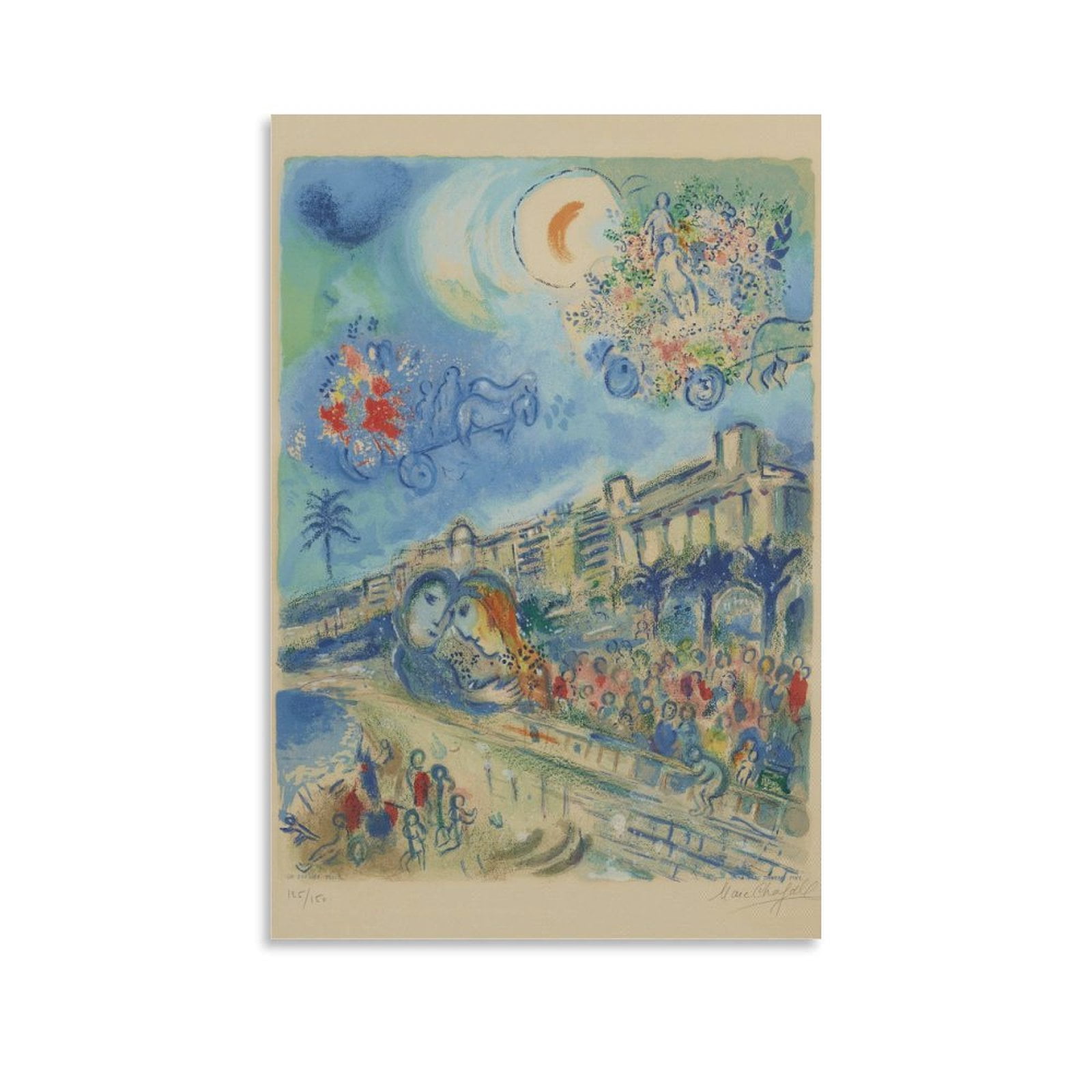 Marc Chagall Art Prints《 Bataille De Fleurs 》 Classic Vintage Canvas ...