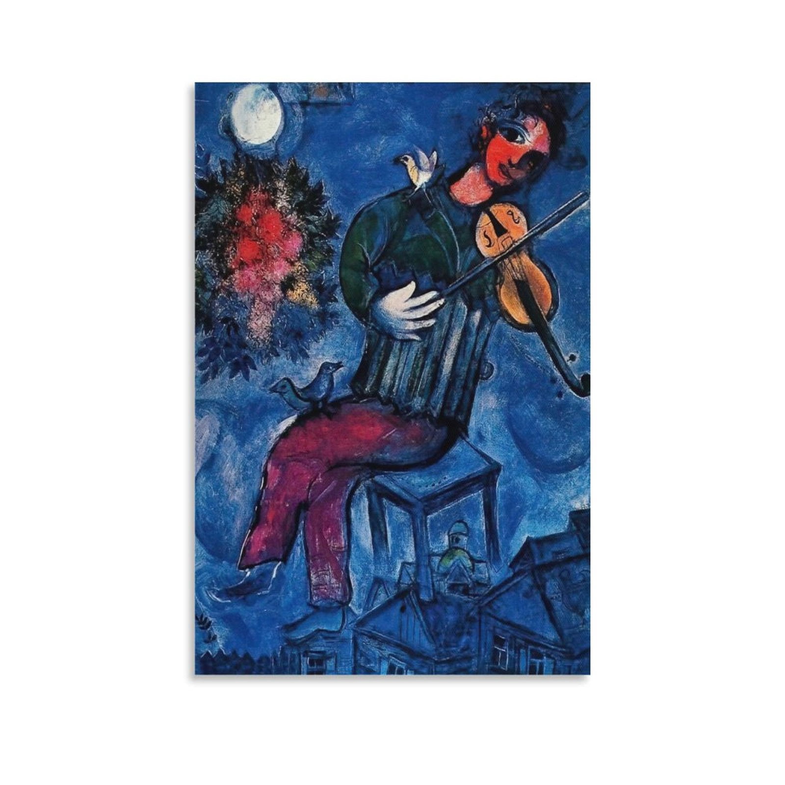 Marc Chagall Art Prints《 The Blue Fiddler 》 Classic Vintage Canvas Wall ...