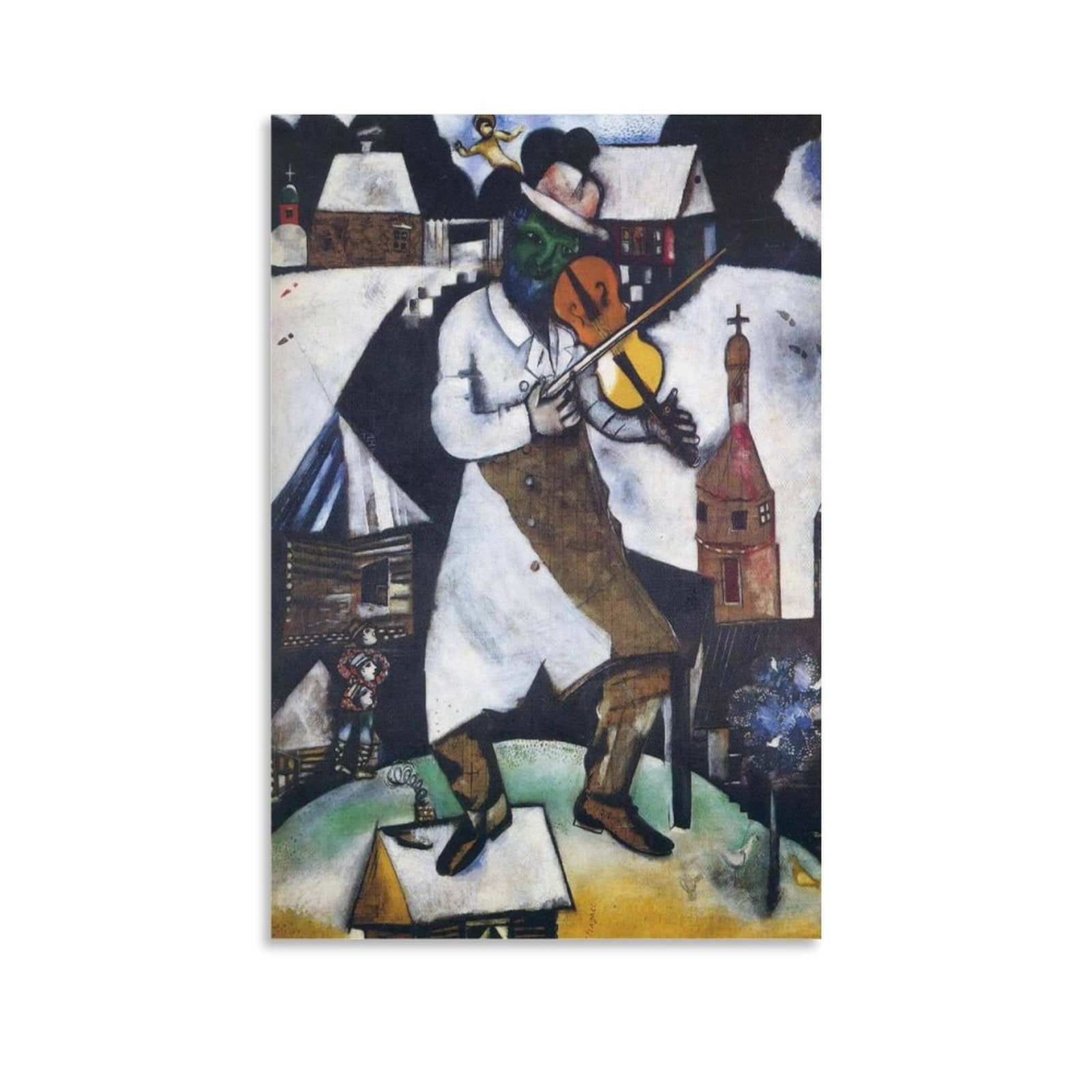 Marc Chagall Art Prints《The Fiddler》Classic Vintage Canvas Wall Art ...