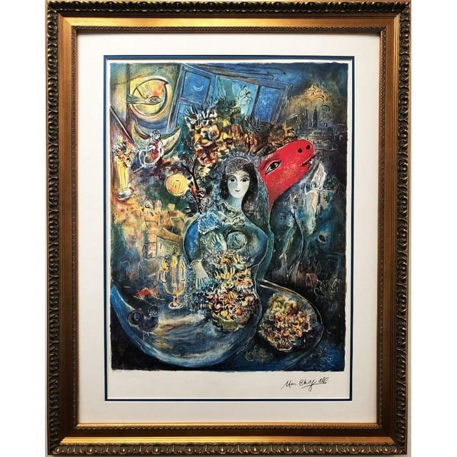 Marc Chagall Bella, Limited Edition Offset Lithograph, Beautiful Gold ...