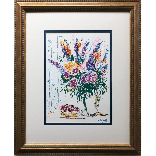 Marc Chagall Floral Still Life Newly Custom Framed Rare Offset