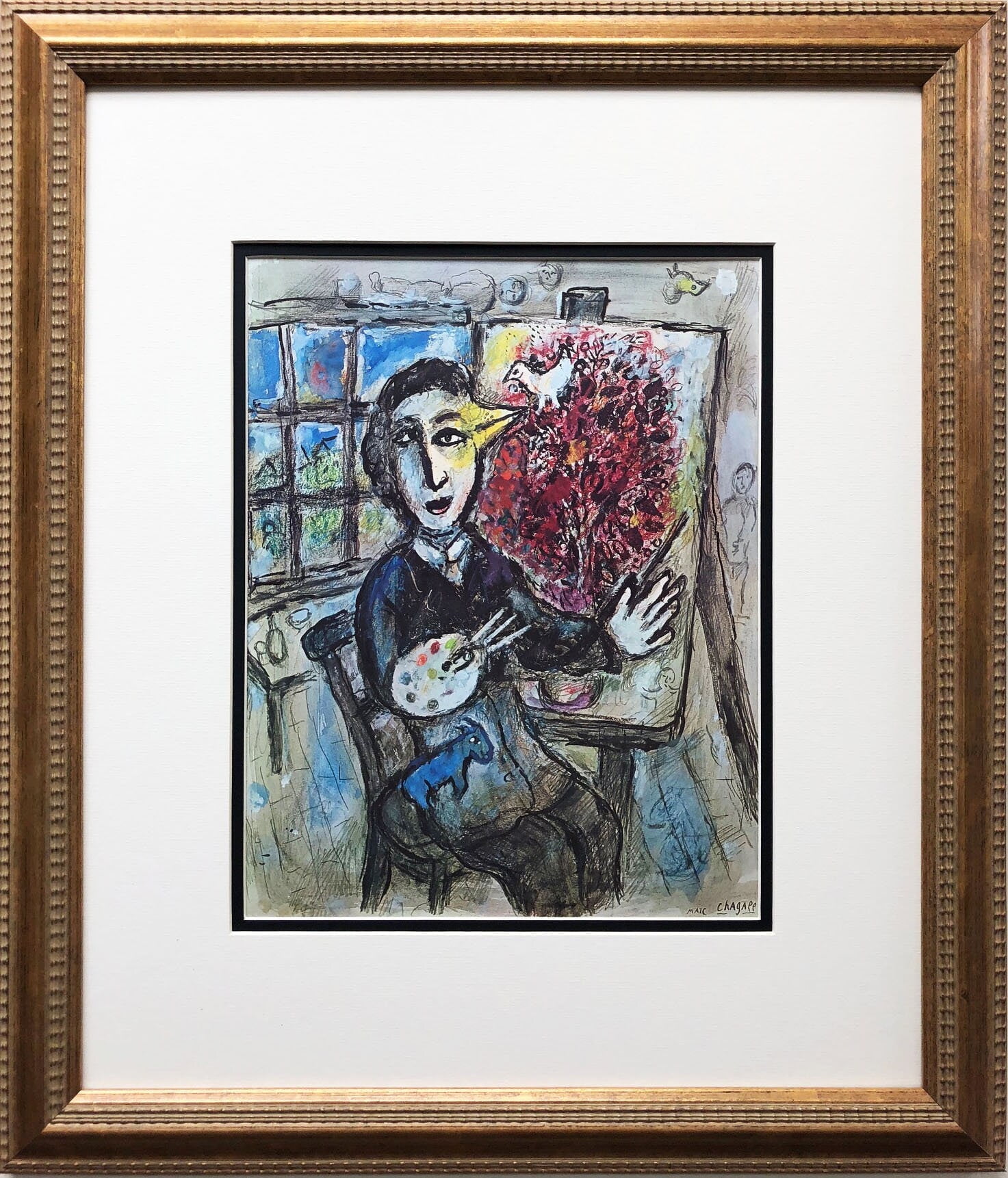 Marc Chagall La Peintre Oiseau Newly Custom Framed Rare Offset