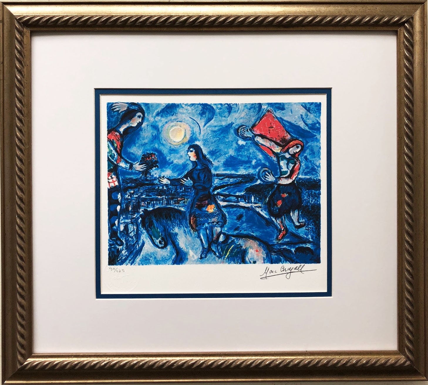 Marc Chagall "Lovers Over Paris" Newly CUSTOM FRAMED Art Rare Limited ...