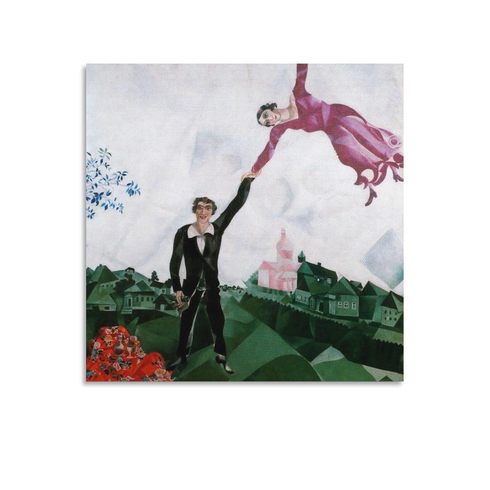 Marc-Chagall The Promenade Posters Wall-Art Painting Canvas Living Room ...