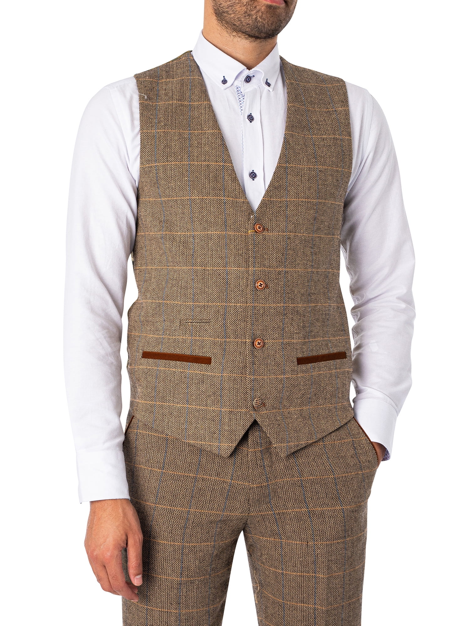 Marc Darcy Ted Tweed Check Waistcoat, Brown - Walmart.com
