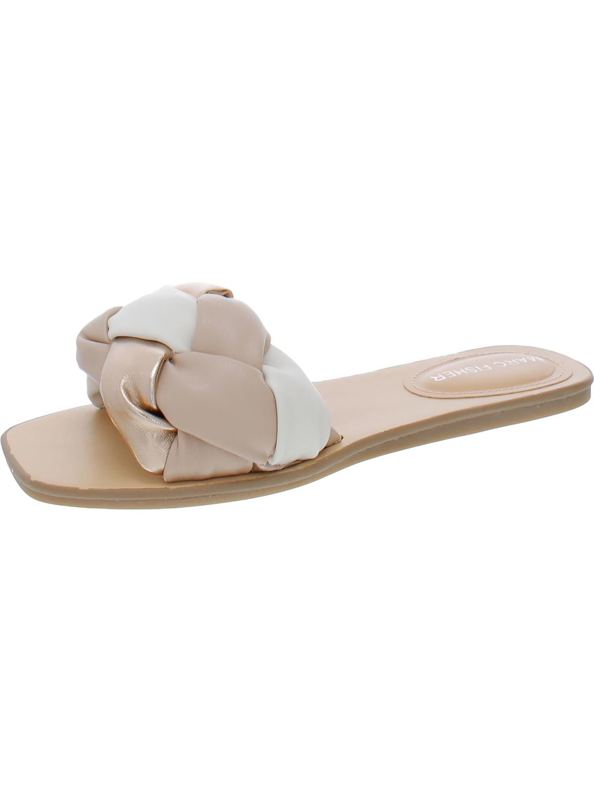 Marc Fisher Womens Bolier Faux Leather Braided Slide Sandals - Walmart.com