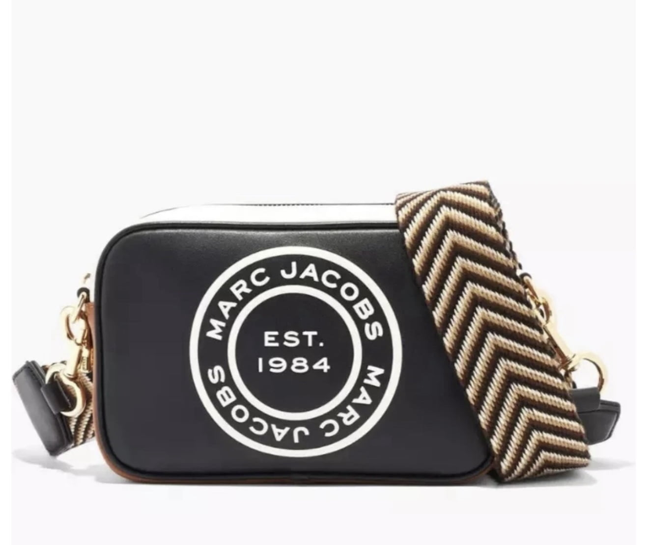 Marc Jacobs Signet Leather Camera Bag with Arrow Webbing Strap In Black ...