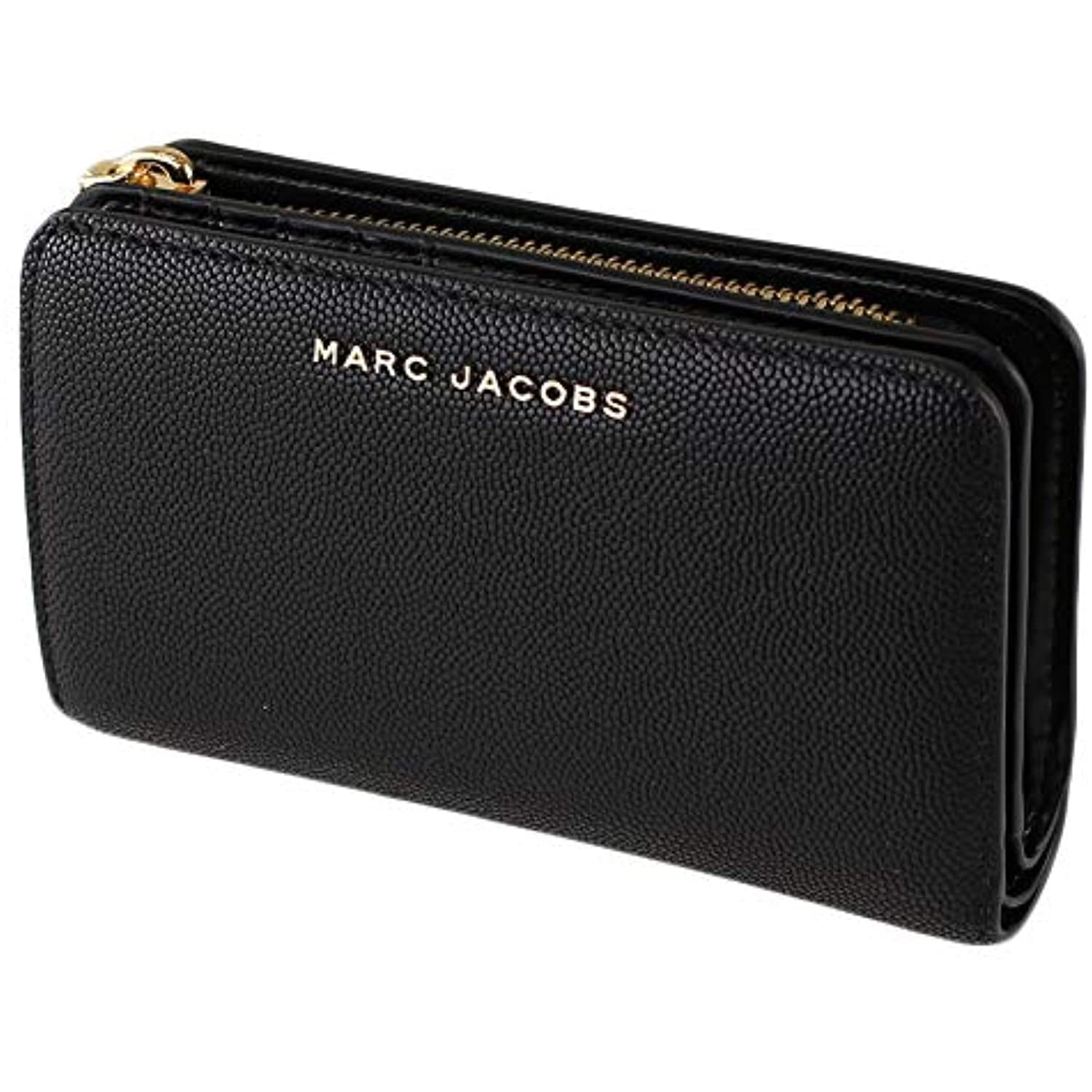 Marc Jacobs Women's Black Saffiano Gold Tone Hardware Bifold Wallet ...