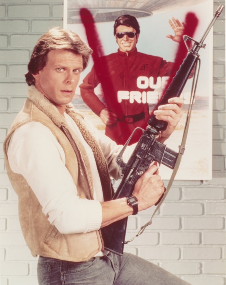 Marc Singer Side View Posed in Leather Vest with Rifle Portrait Photo ...