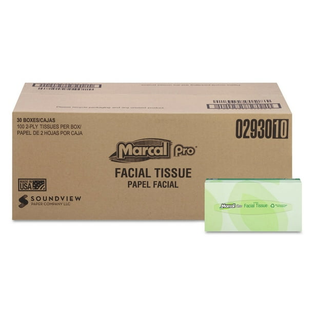 Marcal PRO 100% Recycled Convenience Pack Facial Tissue, Septic Safe, 2 ...