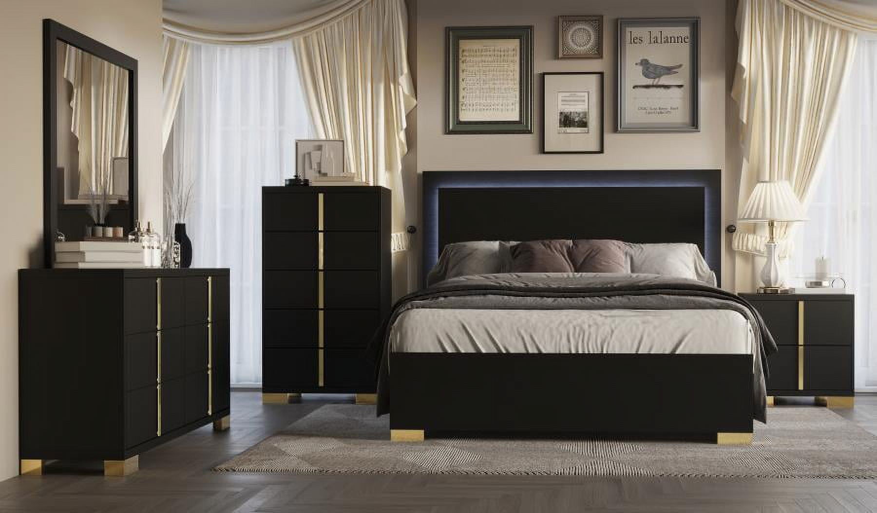 Marceline Eastern King Bed with LED Headboard BlackBox 2 - Walmart.com