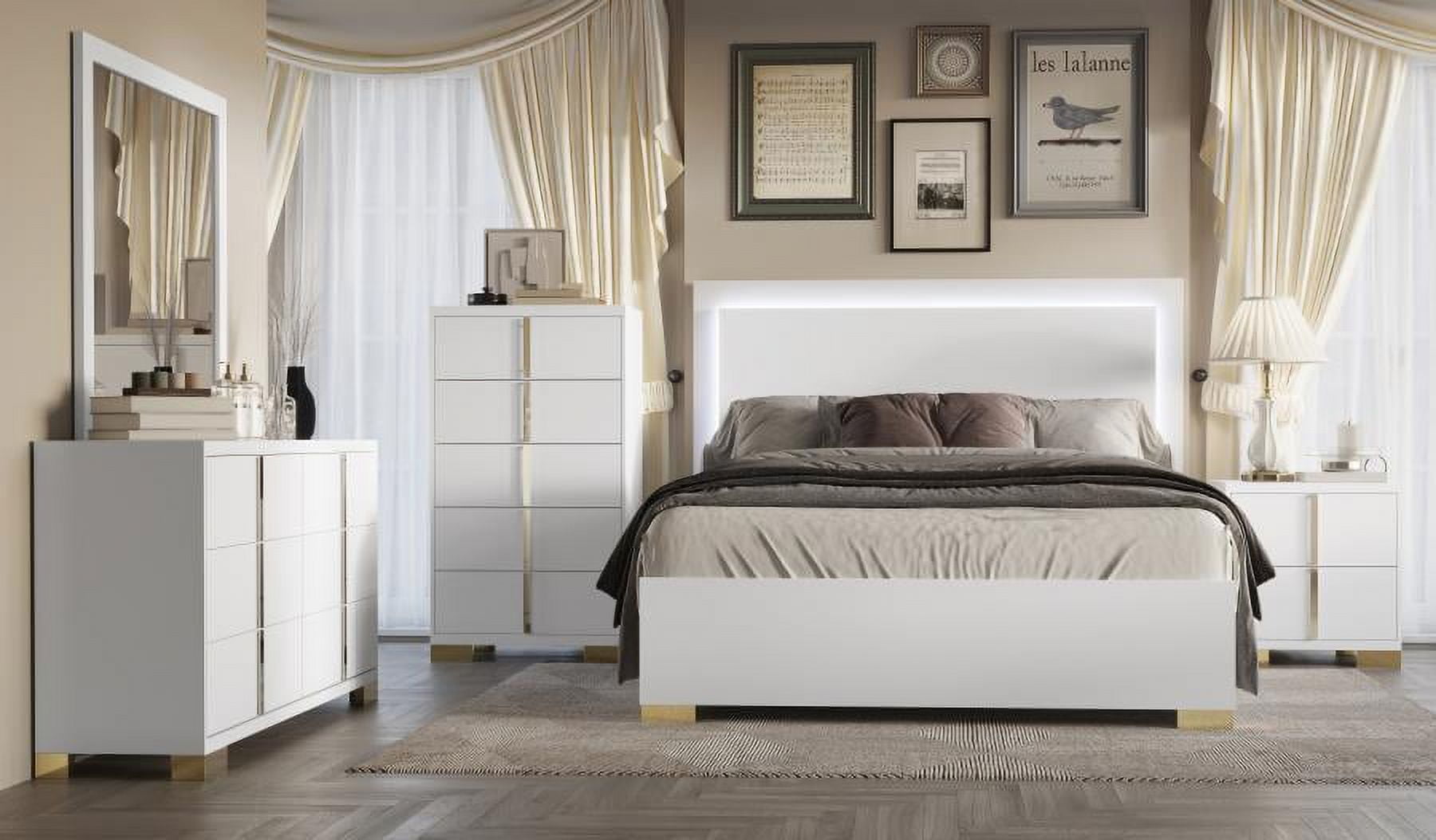 Marceline Eastern King Bed with LED Headboard WhiteBox 2 - Walmart.com