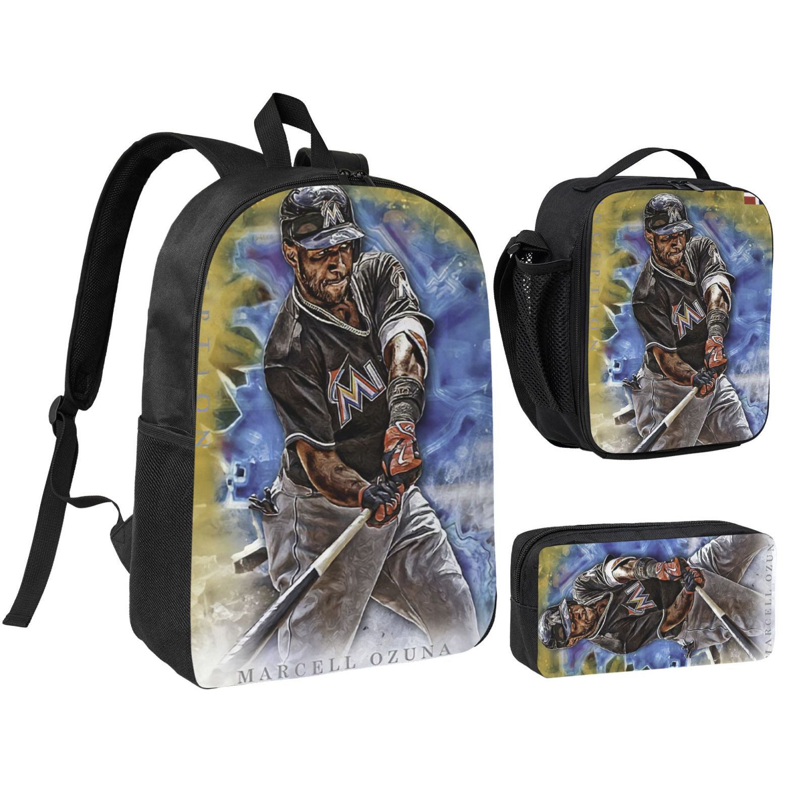 Marcell Ozuna 3-Piece Set Backpack Lunch Bag And Pencil Case, Water ...