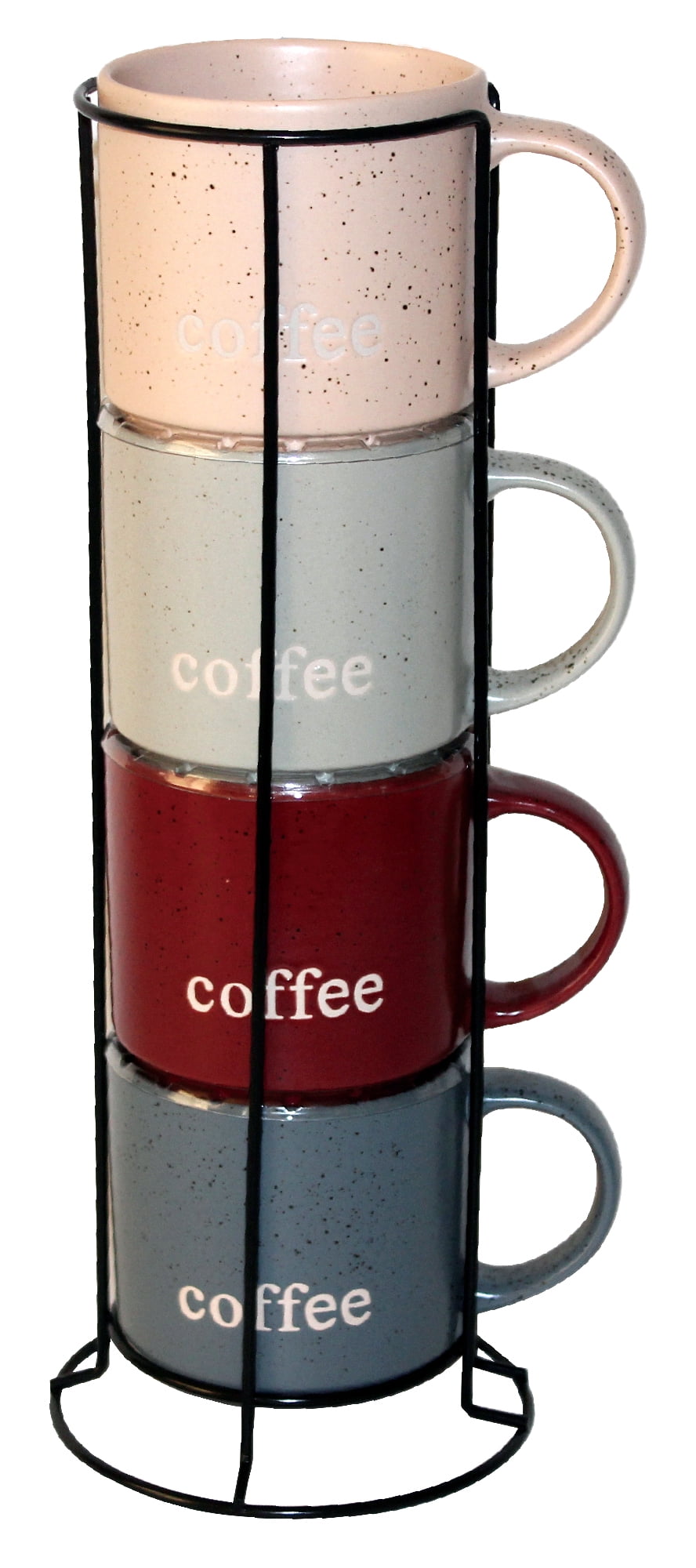 Marcelle, 4 Pc 14oz Stackable Multi-Color Ceramic Coffee Mug Set ...