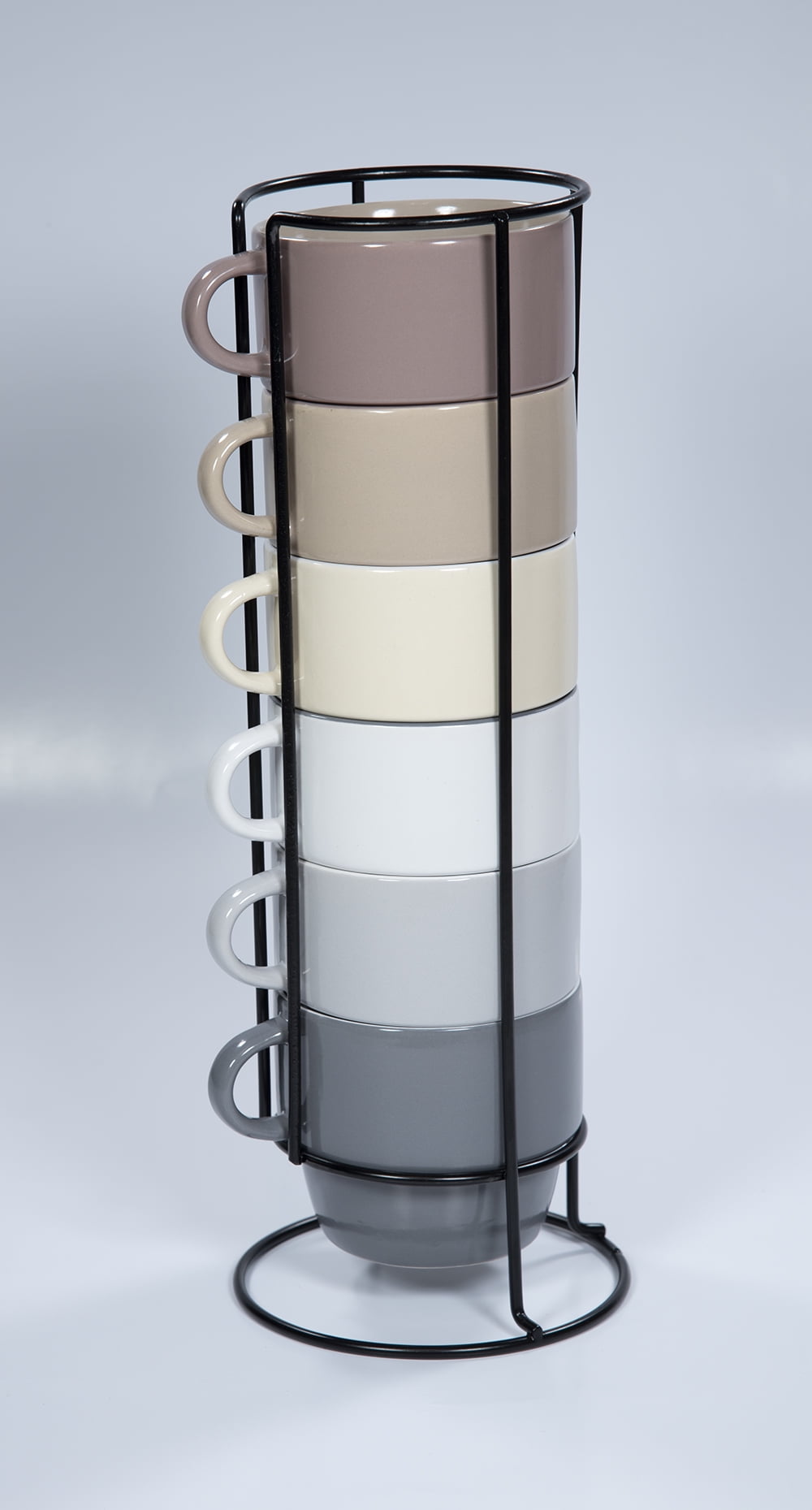 Marcelle 6 Pc Multi Color 10oz Ceramic Coffee Mug Set with Stand ...