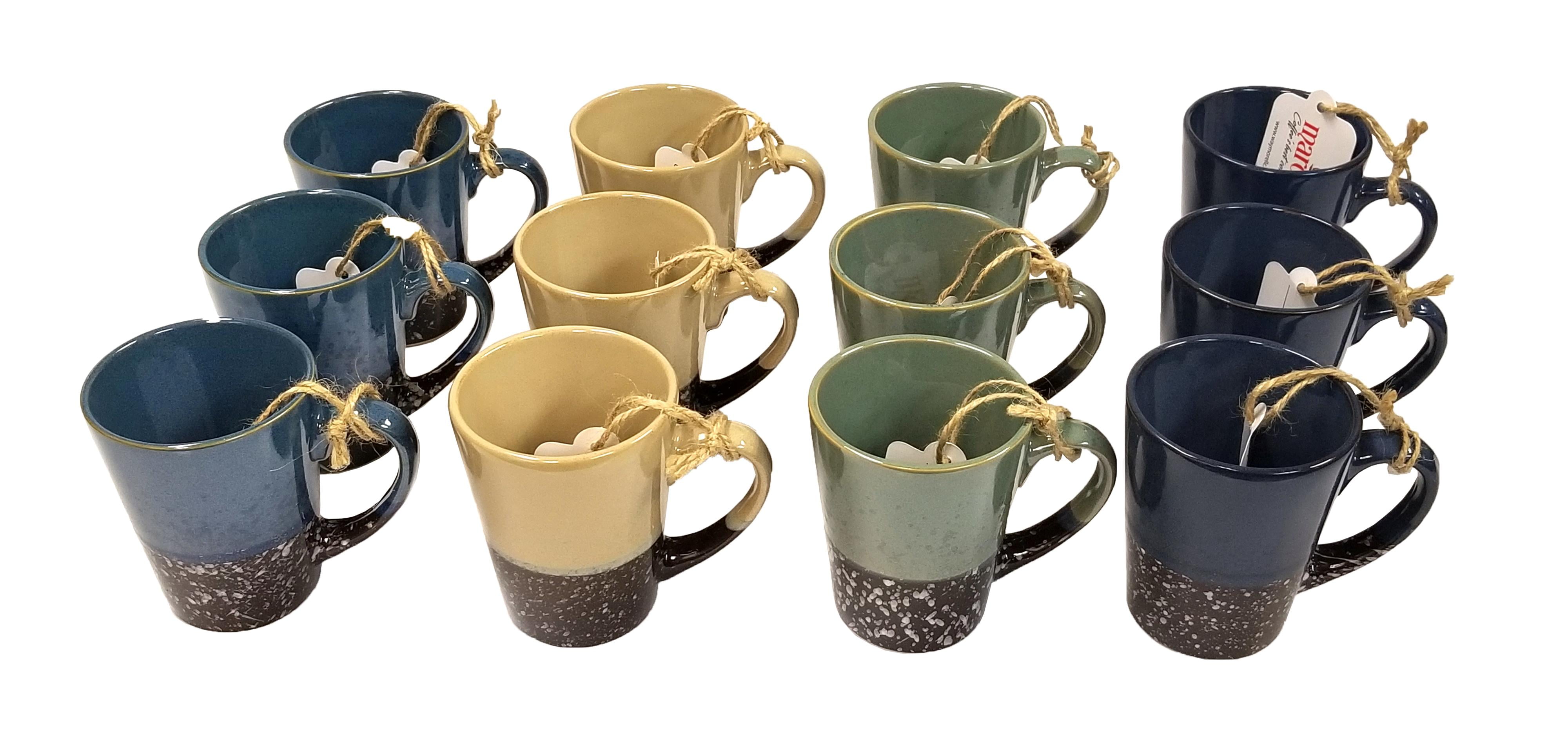 Marcelle Ceramic Coffee Mug, 11 oz, 12 Pack, 4 Assorted Colors ...
