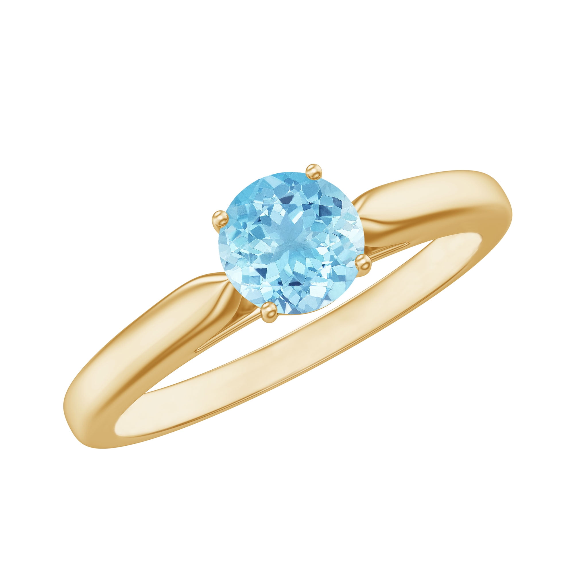 Rosec Jewels March Birthstone Aquamarine Solitaire Promise Ring (5 mm ...