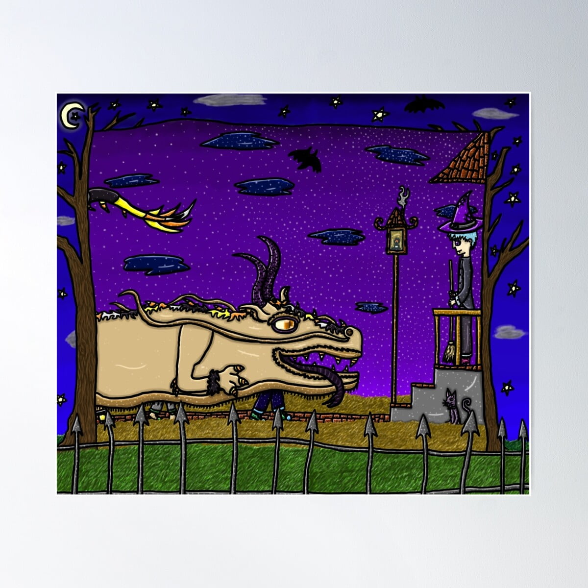 March Of The Candy Corn Dragon Poster Wall Art, Modern Wall Decor For ...