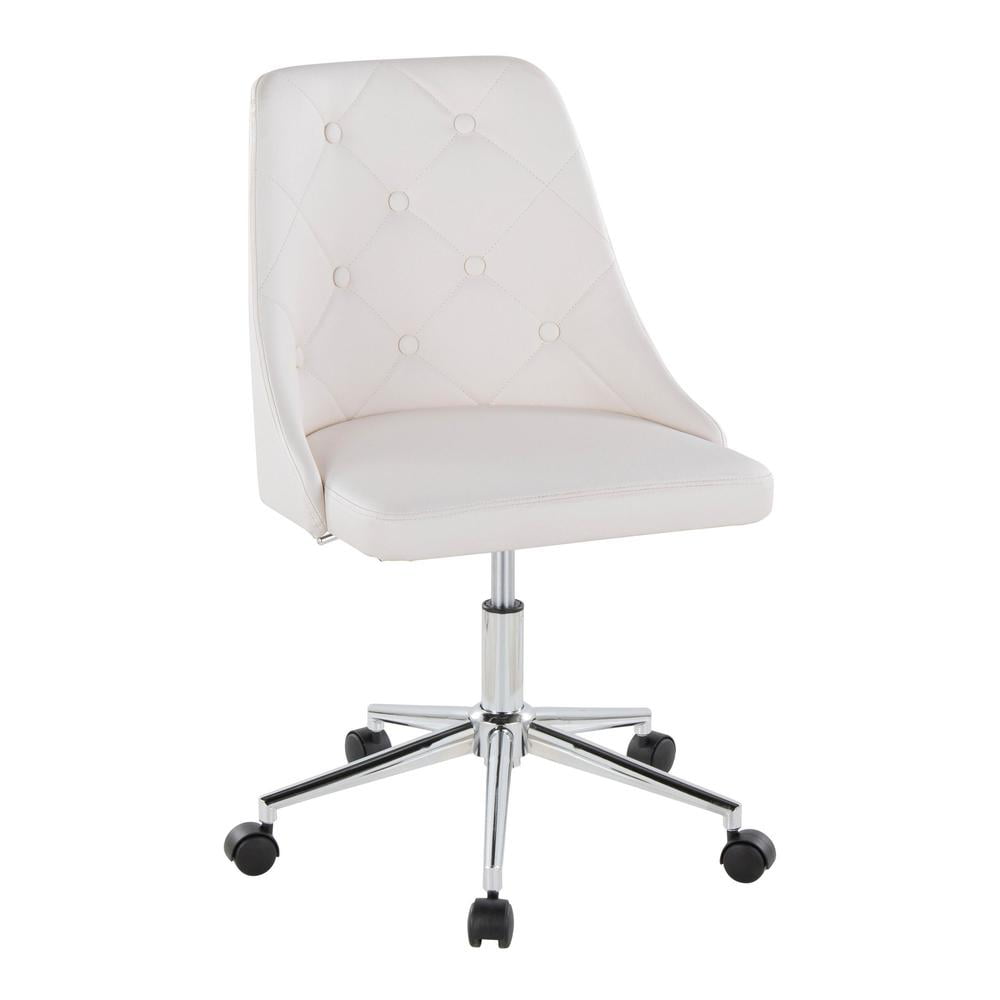 LumiSource Chrome Metal, White PU Marche Task Chair - Walmart.com