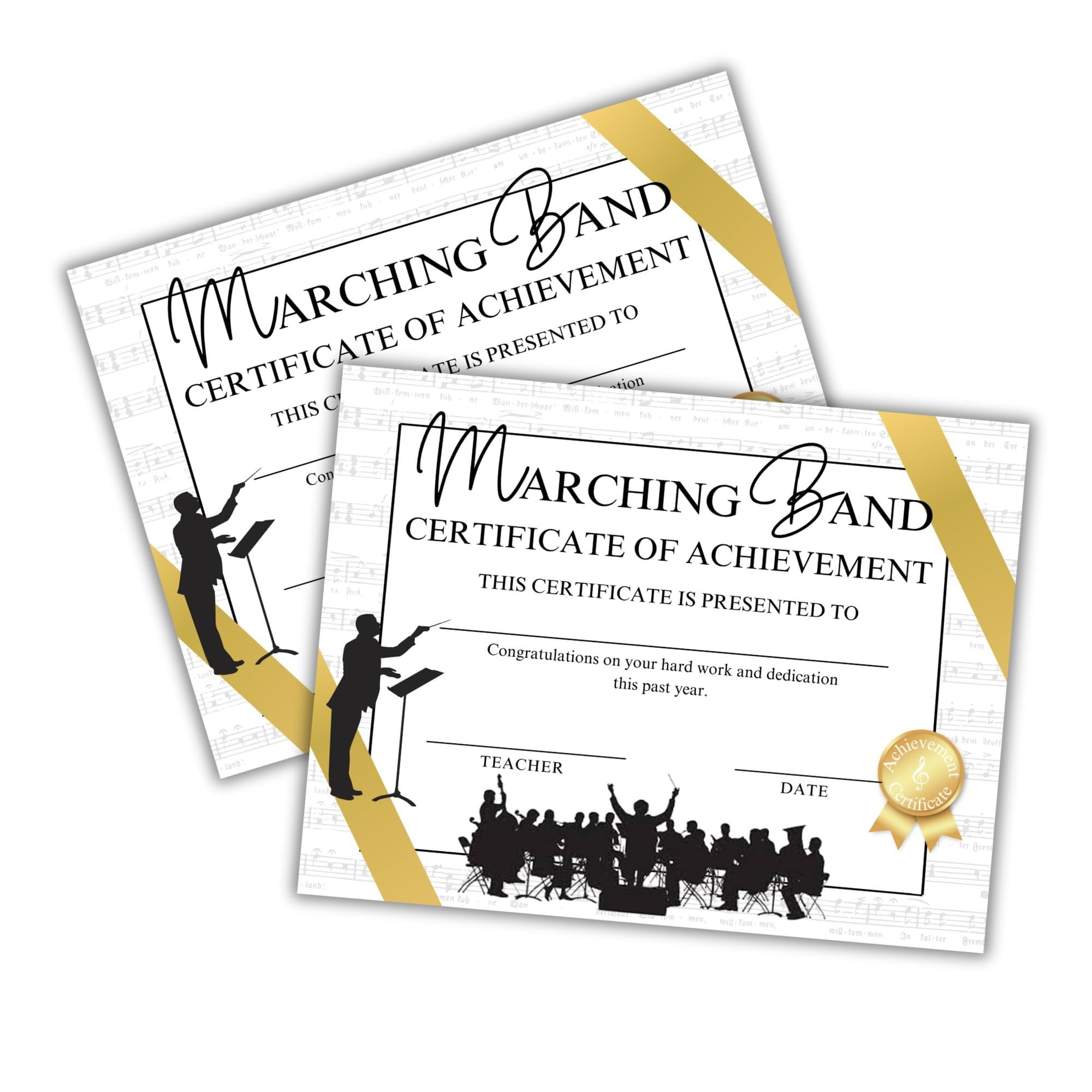 Marching Band Certificate of Achievement Award 50pk 8.5x11 High School ...