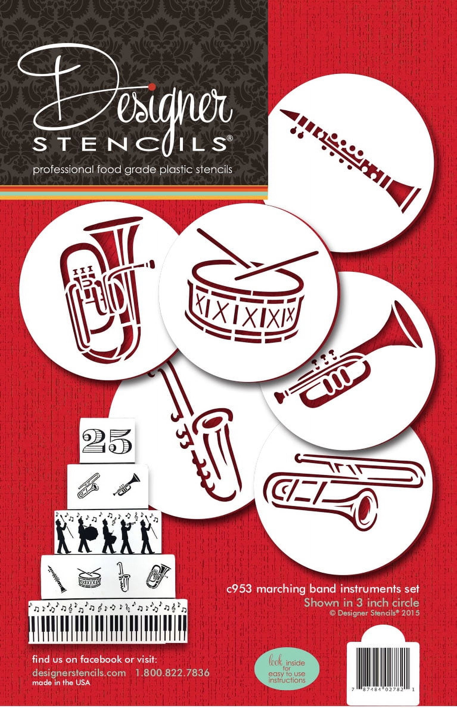 Marching Band Instruments Cookie Stencil by Designer Stencils - Walmart.com