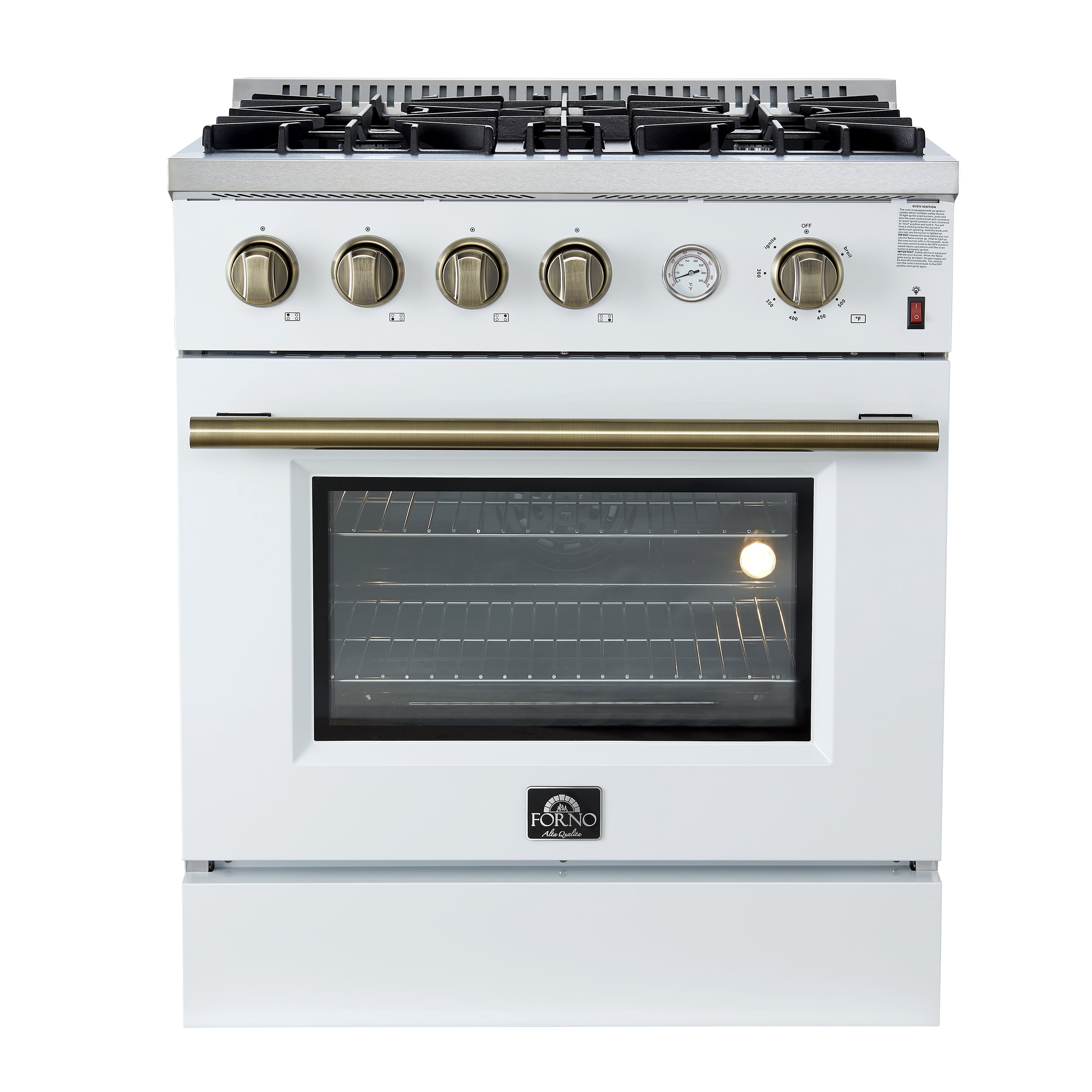 Marco 30-inch Gas Range White & Antique Brass Design, 4 Burners 37,000 ...
