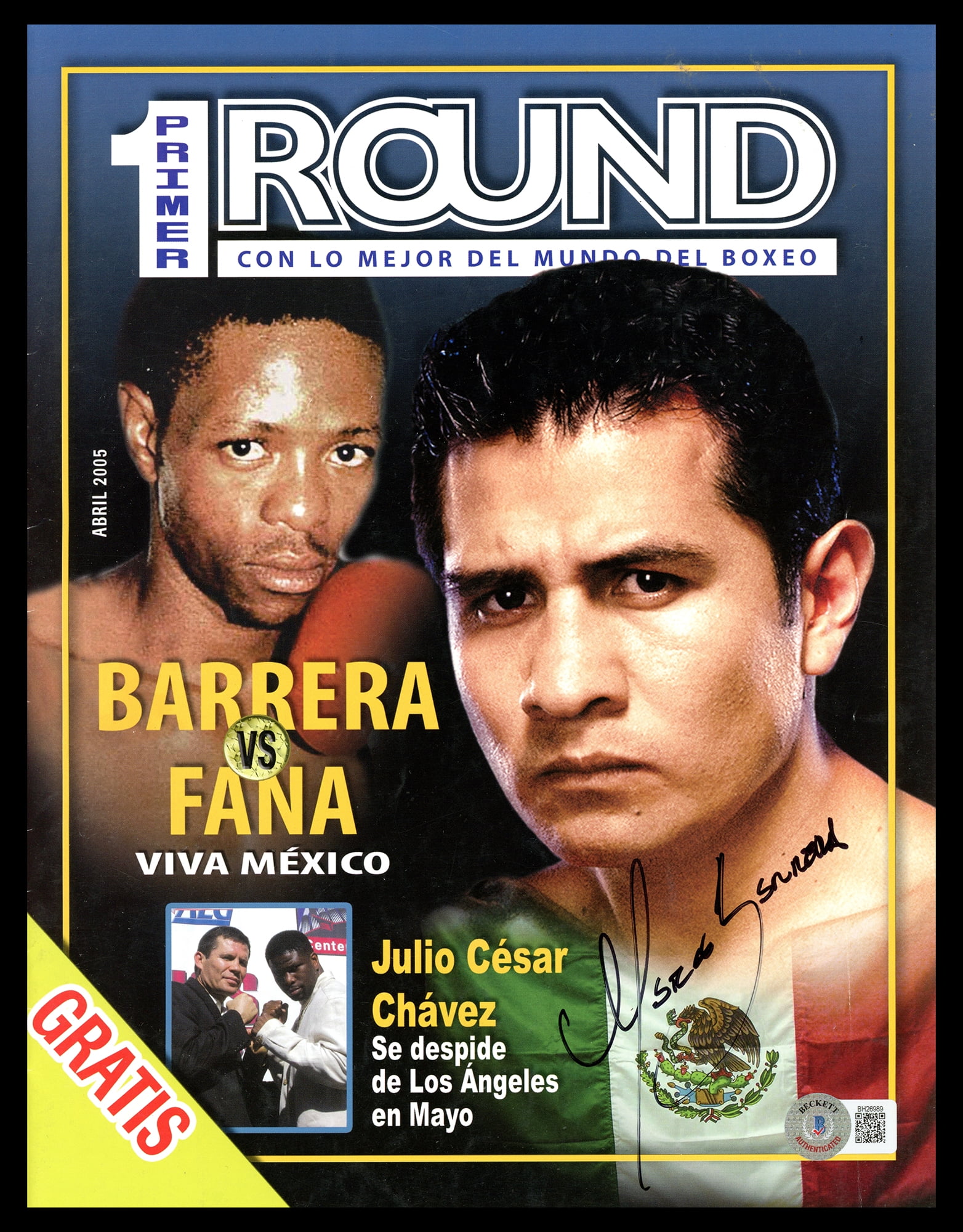 Marco Antonio Barrera Autographed Primer Round Magazine Beckett BAS QR ...
