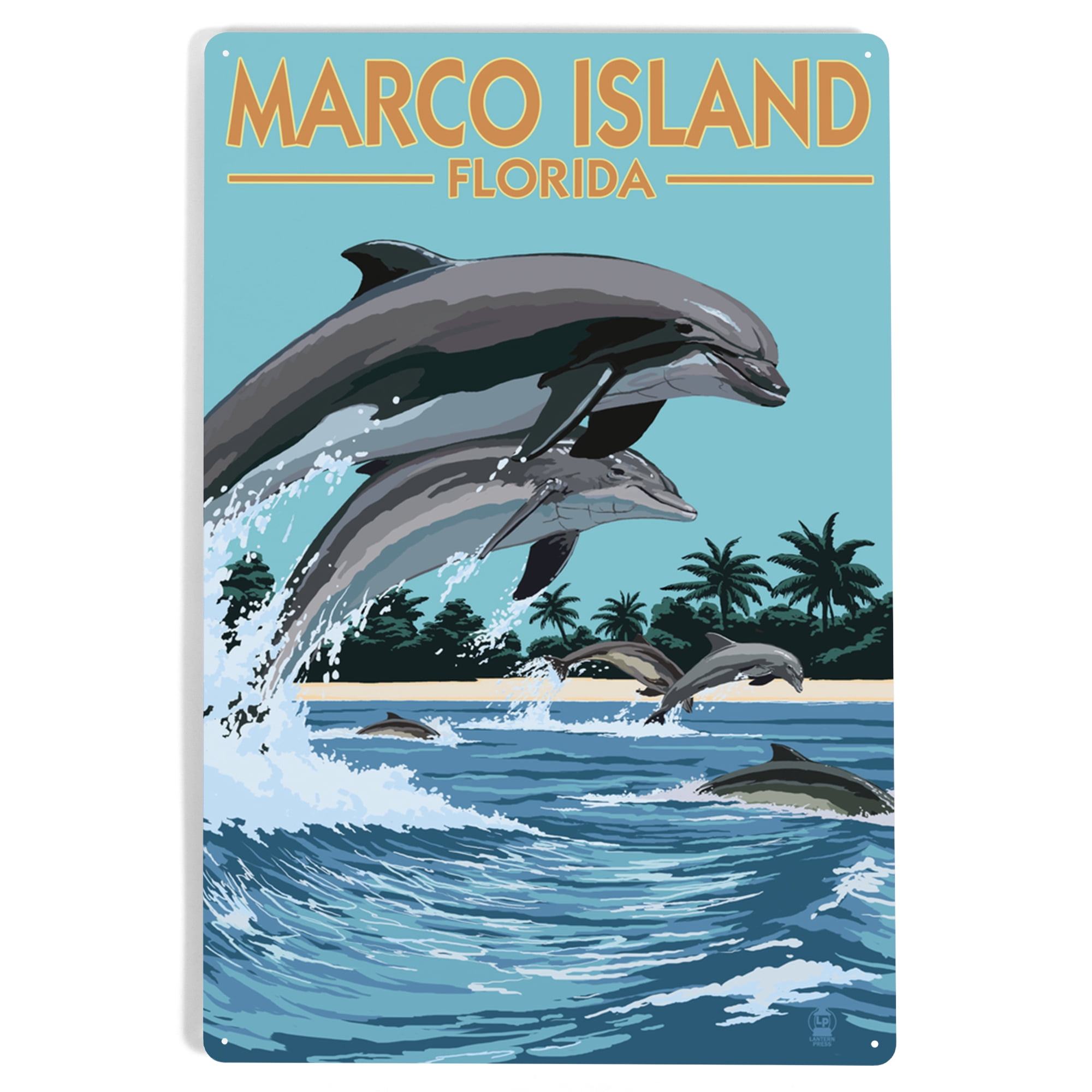 Marco Island, Florida, Dolphins Jumping (12x18 Aluminum Art, Indoor ...