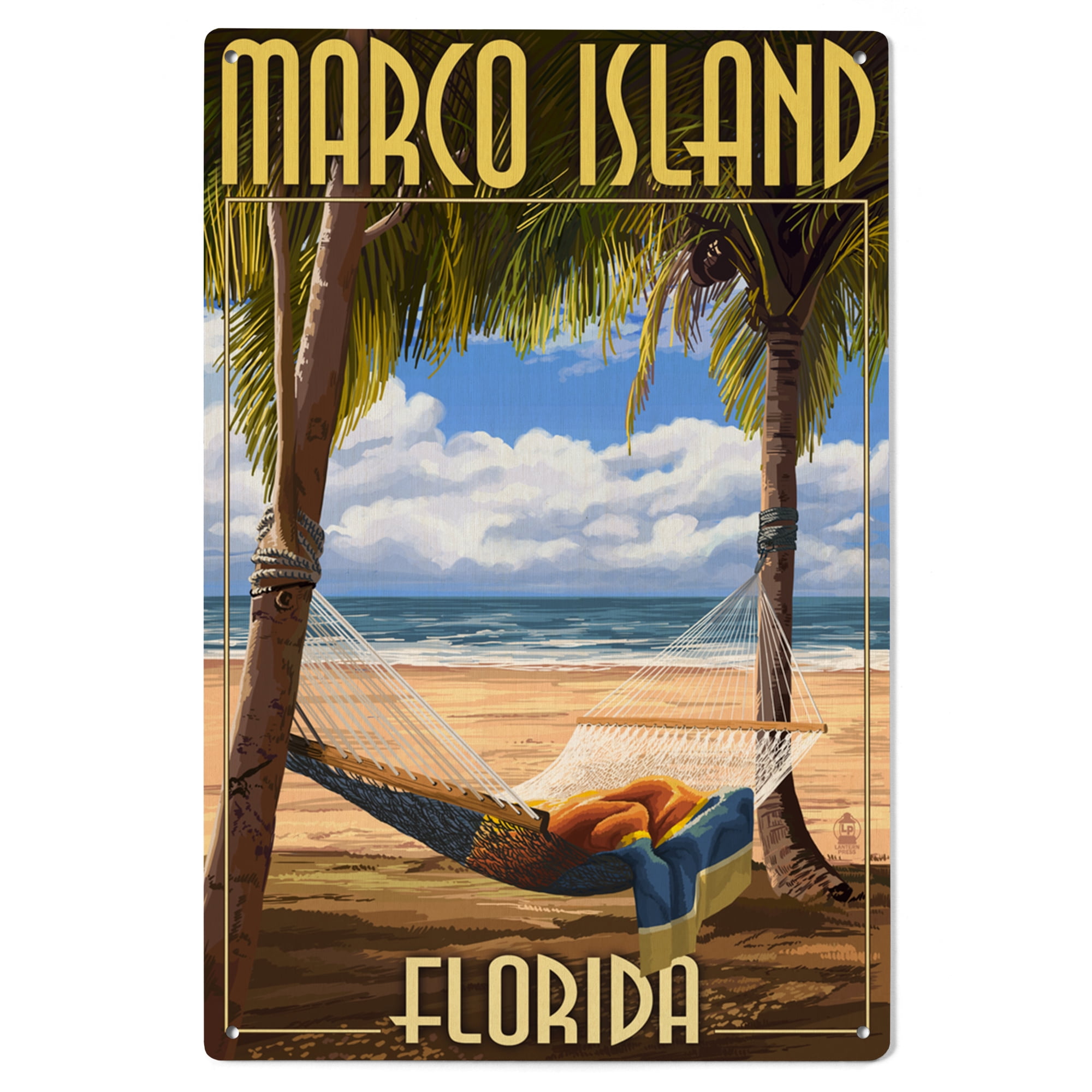 Marco Island, Florida, Hammock Scene Birch Wood Wall Sign (6x9 Rustic ...