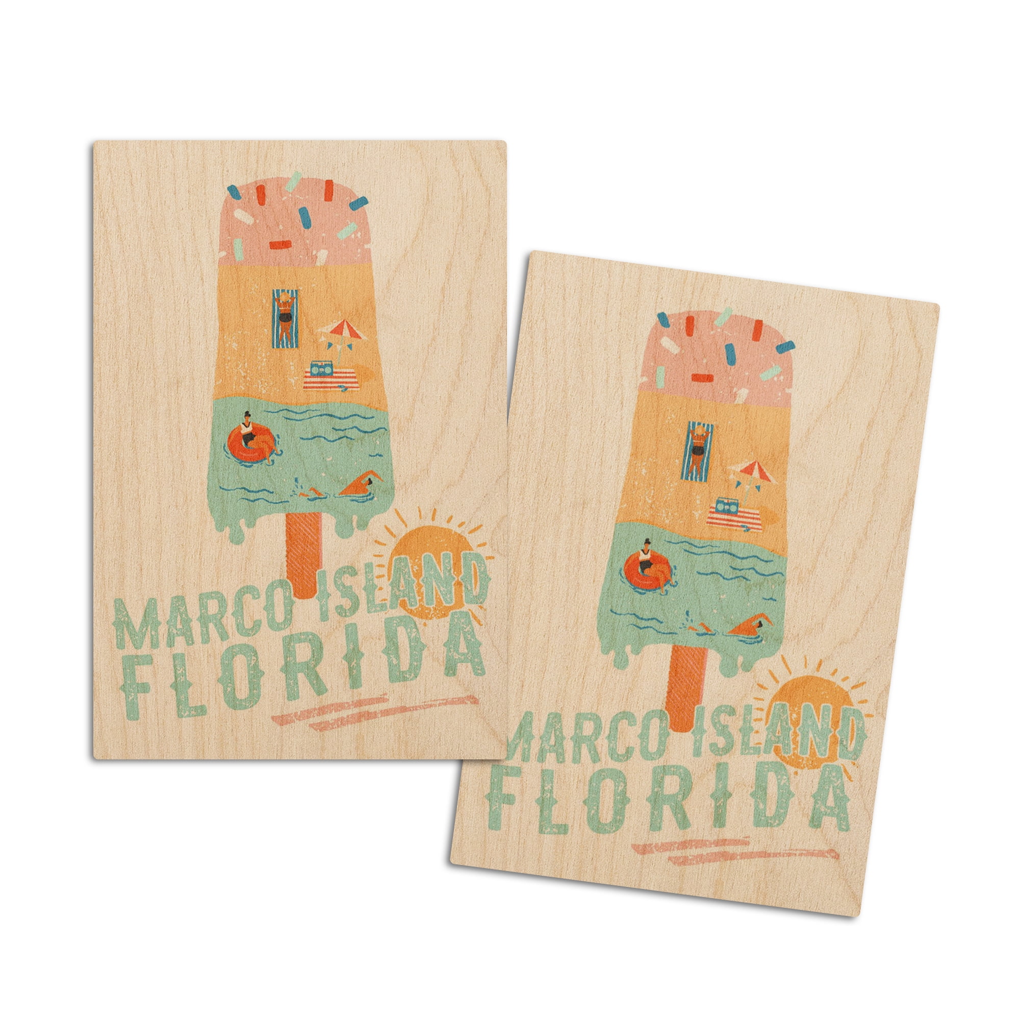 Marco Island, Florida, Summer Ice Cream Scene (4x6 Birch Wood Postcards ...