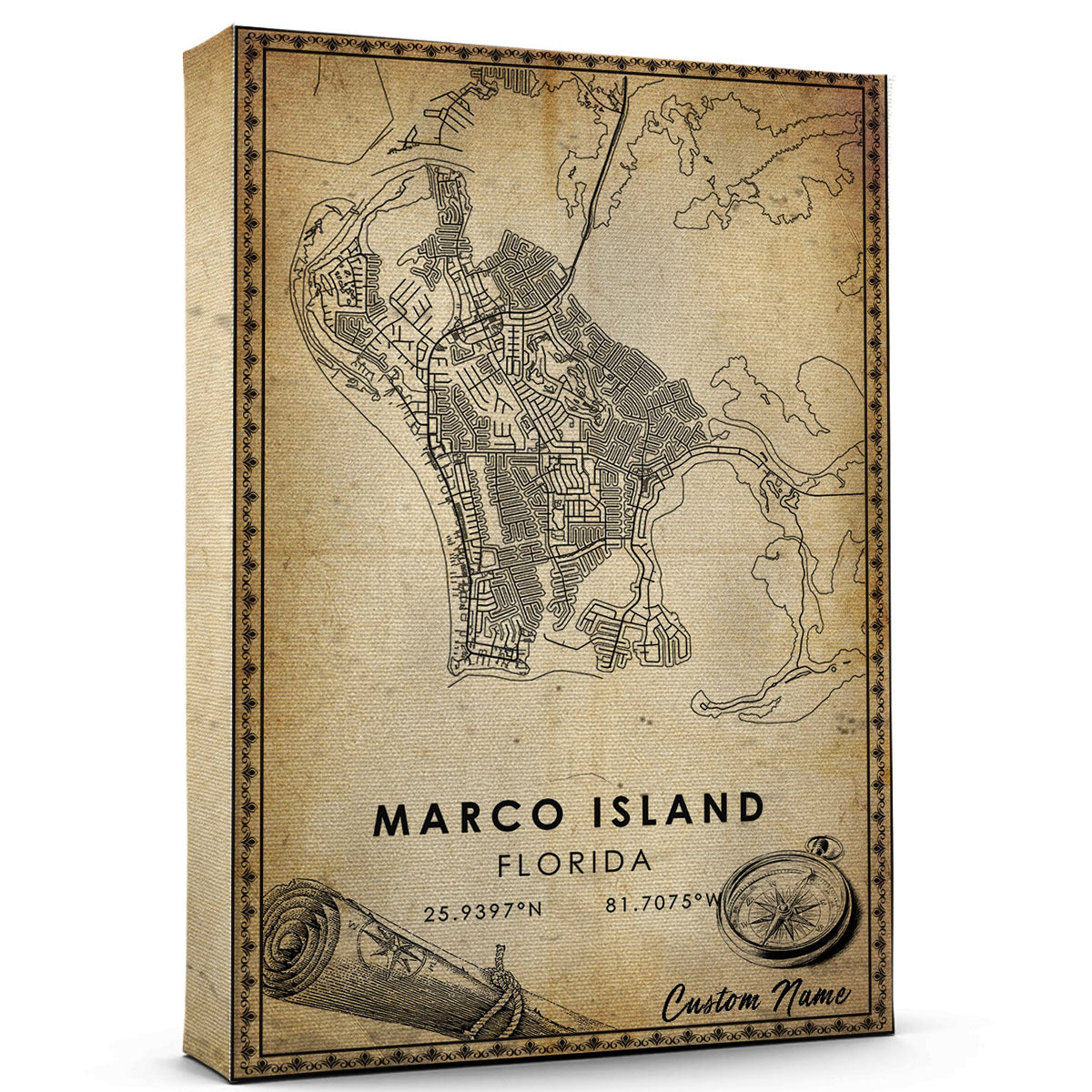 Marco Island Map Poster, Florida Map Art Poster, Canvas, Marco Island ...