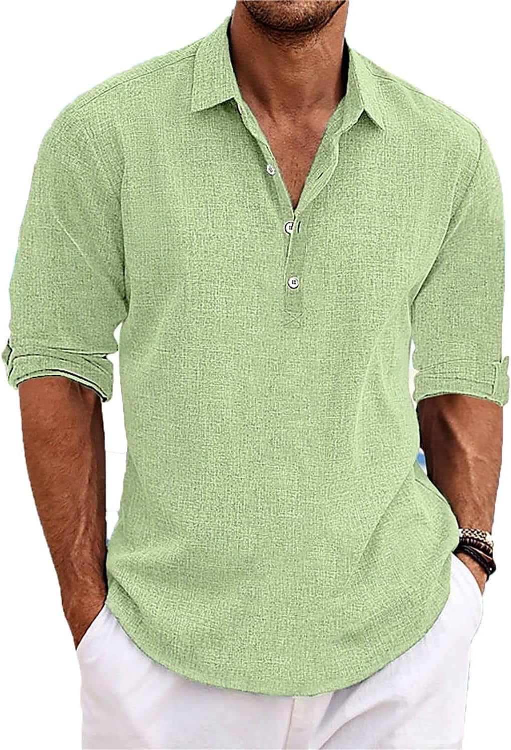 Marco Luca Classic Shirt, Ffmani Shirts Mens Linen Long Sleeve Button ...