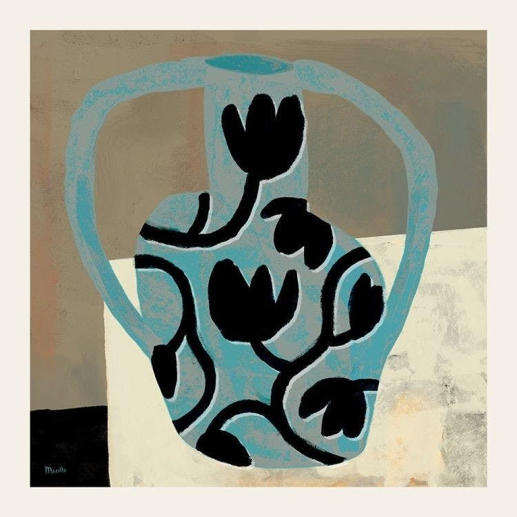 Marco Marella - Vase With Black Flowers Print Wall Art, Modern Wall ...