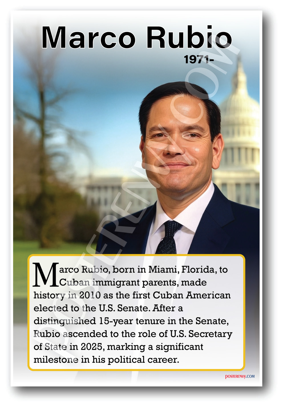 Marco Rubio - U.S. Senator - Biography Poster 18 x 12 inch - Walmart.com