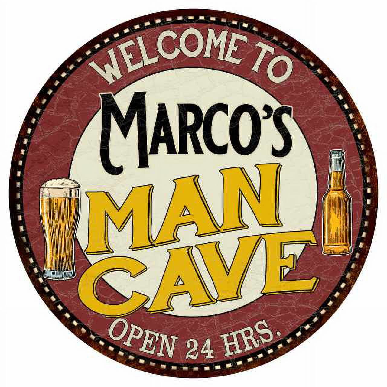 Marco's Man Cave 14" Round Metal Sign Kitchen Bar Wall Decor ...