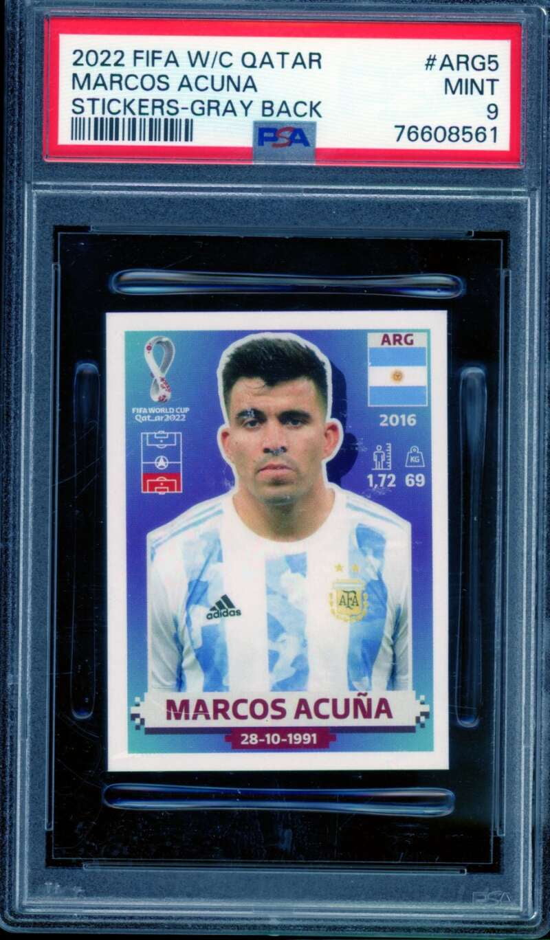 Marcos Acuna Card 2022 FIFA World Cup Stickers Qatar #Arg5 PSA 9 ...