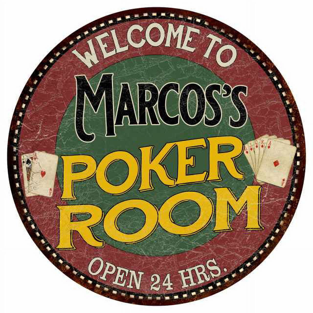 Marcos's Poker Room 14" Round Metal Sign Kitchen Bar Wall Decor ...